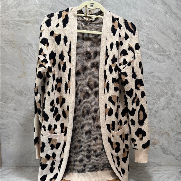 entro | Sweaters | Entro Leopard Print Cardigan In Cream And Black ...